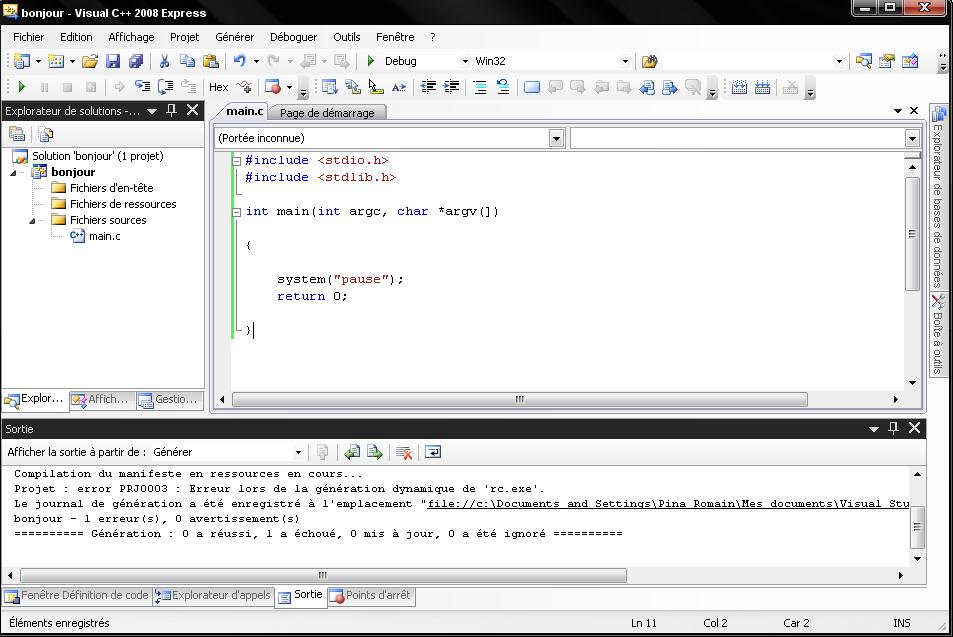 Probleme avec Visual C++ premier cours par Shaeraz - page 1 ...
