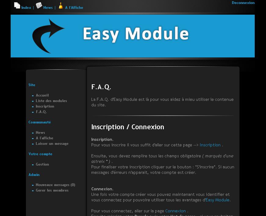Easy Module - Un site qui propose des modules à intégrer dans son site ...