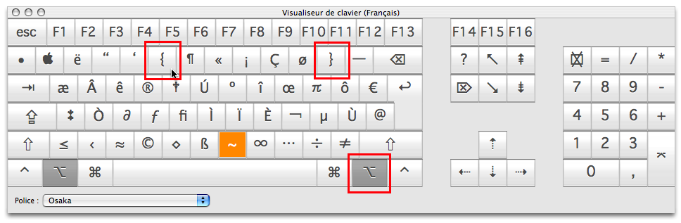 [Résolu] Raccourci clavier mac - Une accolade qui s'ouvre et puis une ...