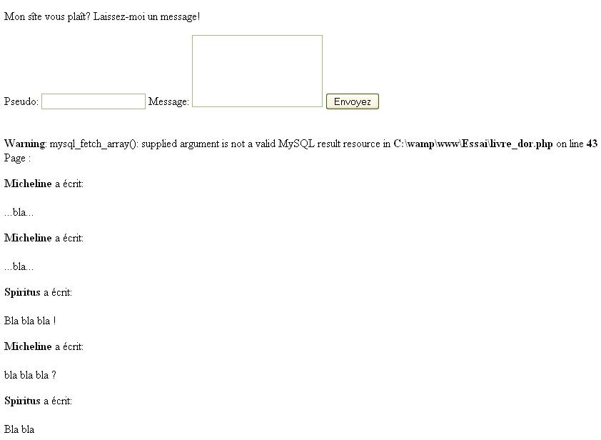 [Résolu] mysql_fetch_array - + problème de page par Spiritus - page 1 - OpenClassrooms