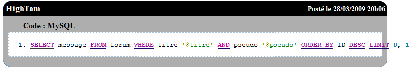 [Résolu] Coloration syntaxique du code par HighTam - page 1 ...