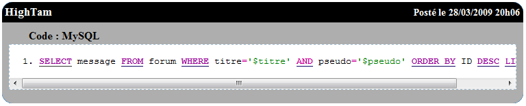 [Résolu] Coloration syntaxique du code par HighTam - page 1 ...