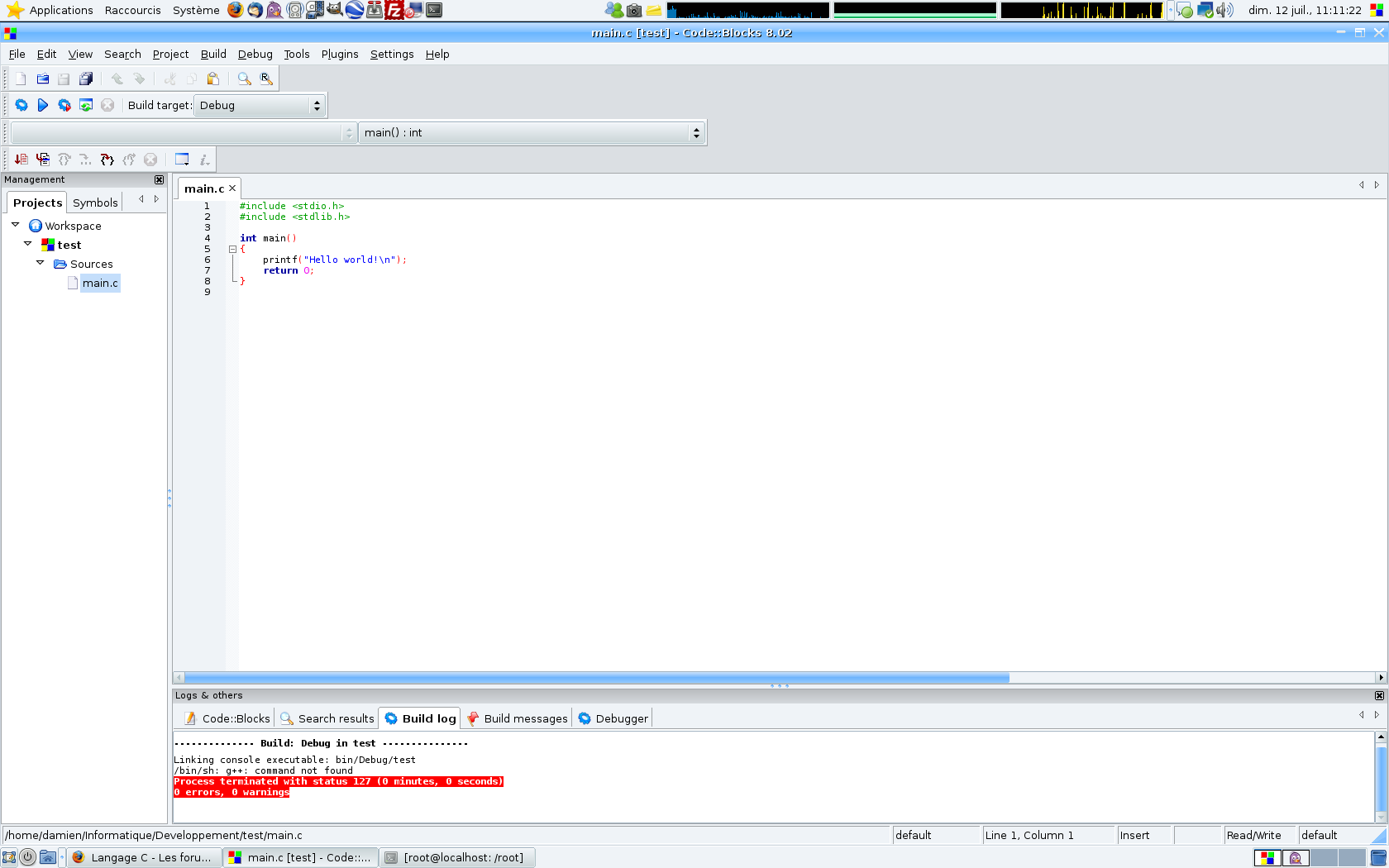 Code::Blocks problème compilation par TuXFire - page 1 - OpenClassrooms