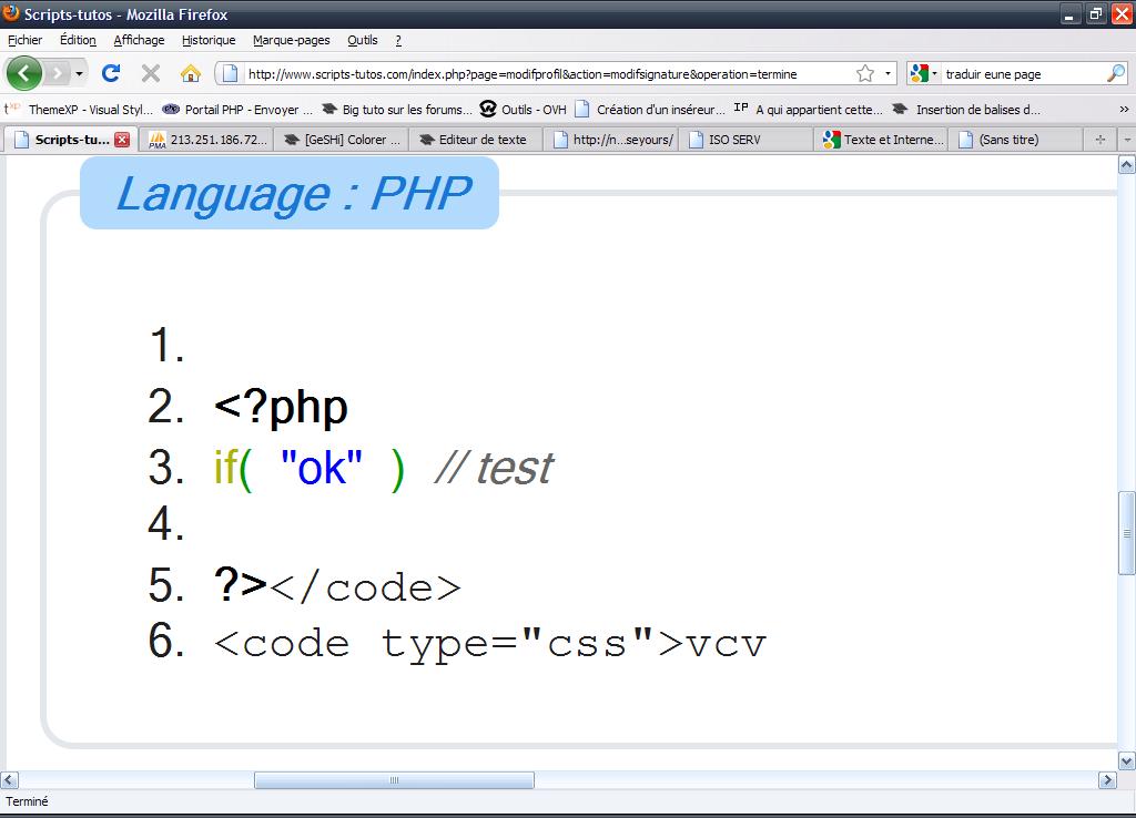 Editeur de texte - Inclure un code: php,.. et le coloré par ...