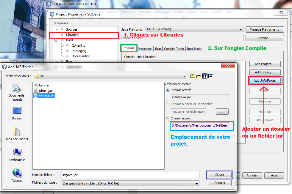 Netbeans installation de librairie - pb avec sdl par koufkof - page 1 - OpenClassrooms