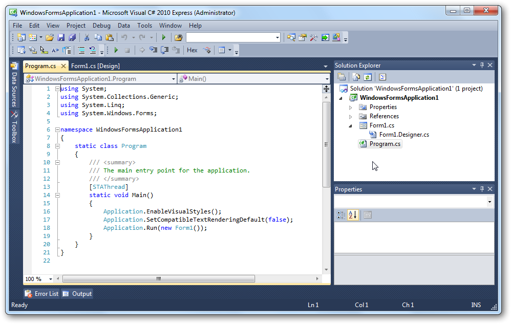 interface graphique visual studio c#