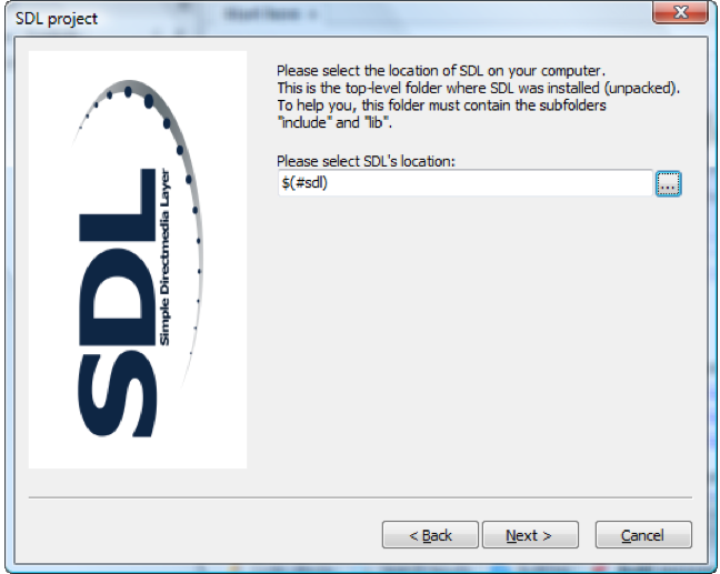 création de projet SDL sous code::Blocks - où indiquer l'adresse où se trouve installée la SDL ...