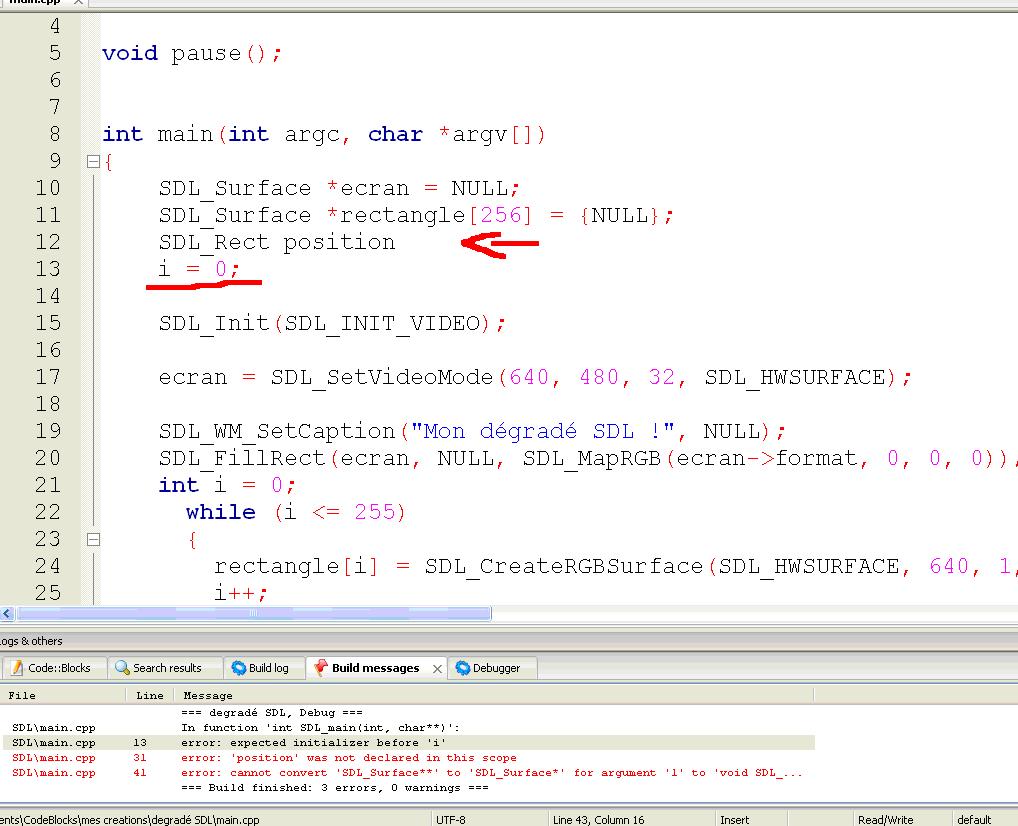[Résolu] SDL probleme avec le debugger ? - sous Code::Blocks par sébasti1 - page 1 - OpenClassrooms