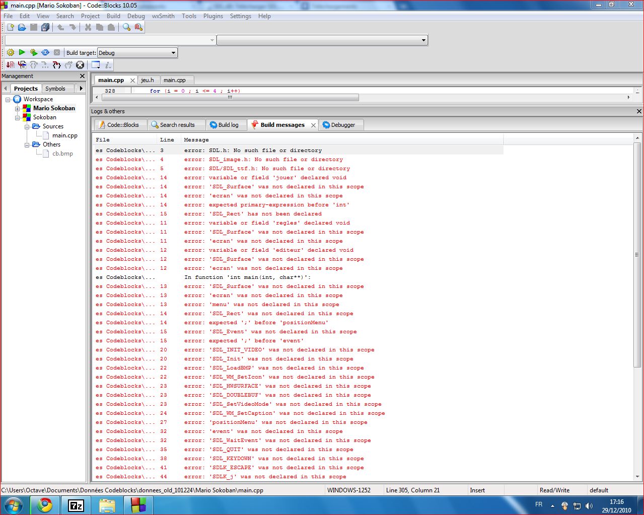 [Résolu] Problème Code::blocks SDL beaucoups d'erreurs par Toctoctoctoctoc - page 1 - OpenClassrooms