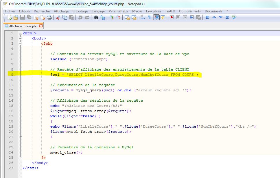 Résolu Problème De Requete Sql Dans Ma Balise Php Par Newbie Php Page 1 Openclassrooms