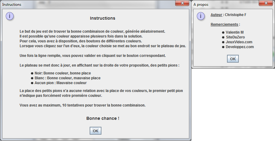 [Java] Mastermind par christophe.f62 - page 1 - OpenClassrooms
