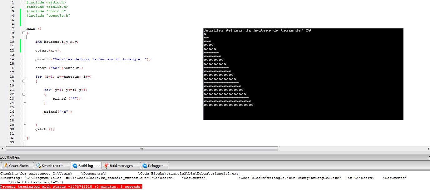 [Résolu] Triangle en langage c par Mr.Belvedere - page 1 - OpenClassrooms