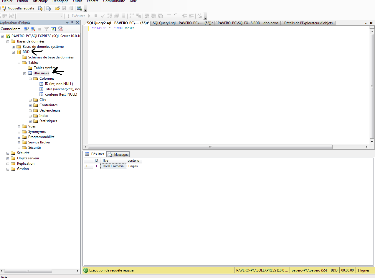 SQL Server - Connexion a la base de donnée par webcode - page 1 ...