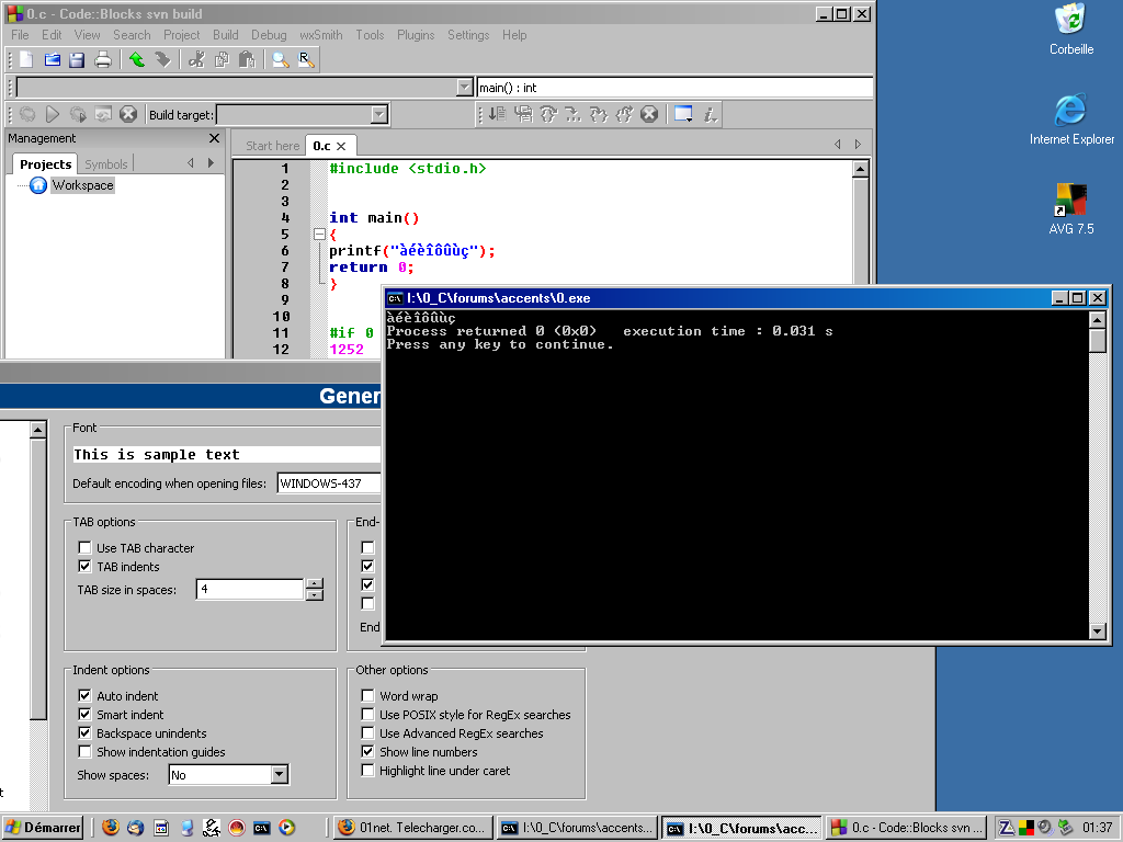 Accents dans une console DOS sous Code-blocks par candide - page 1 ...