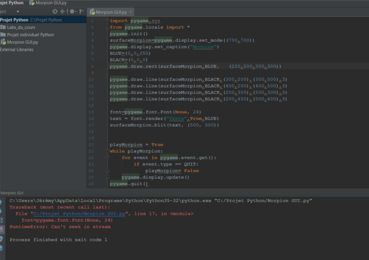 Pygame error can't seek in stream par MrFauve - page 1 - OpenClassrooms