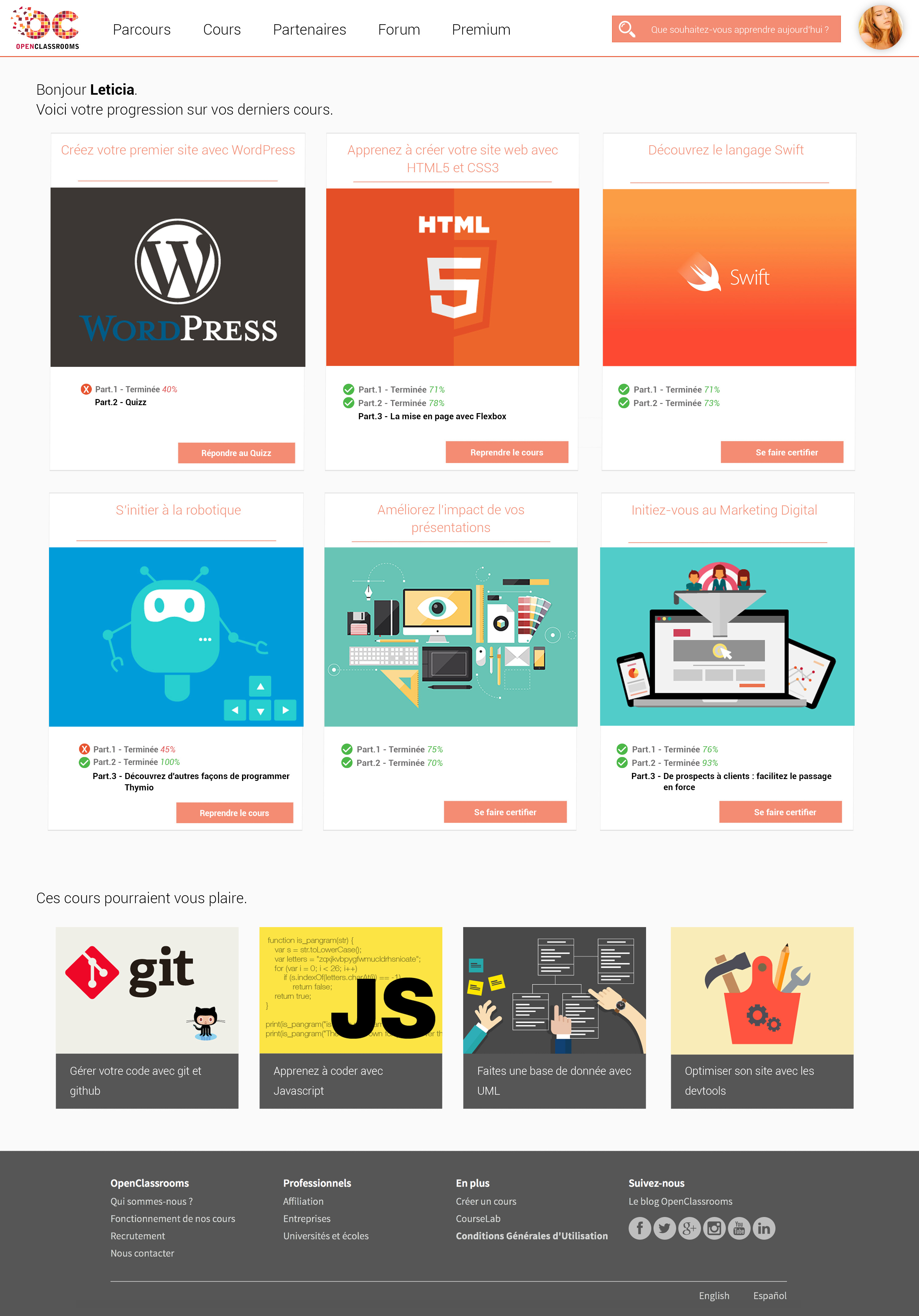 [UI CONCEPT] Open Classrooms par L-N - page 1 - OpenClassrooms