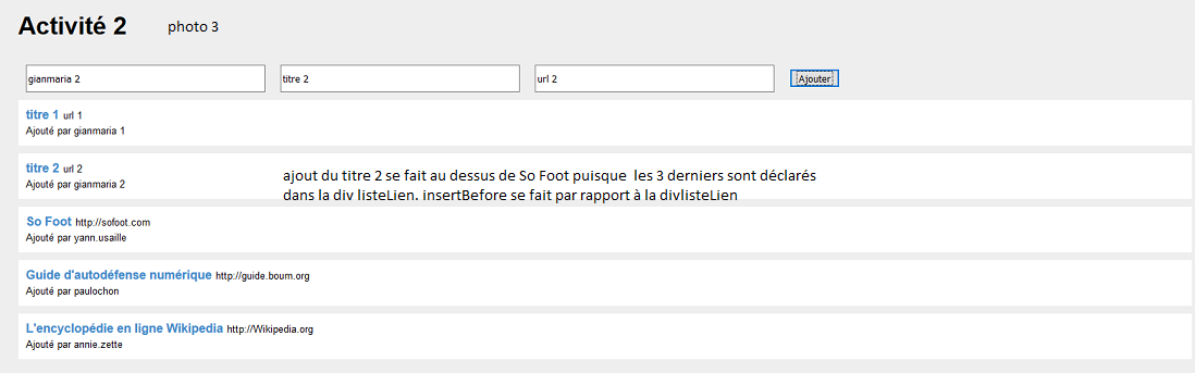 créer des pages web interactives avec javascript - problème affichage avec activité 2 par ...