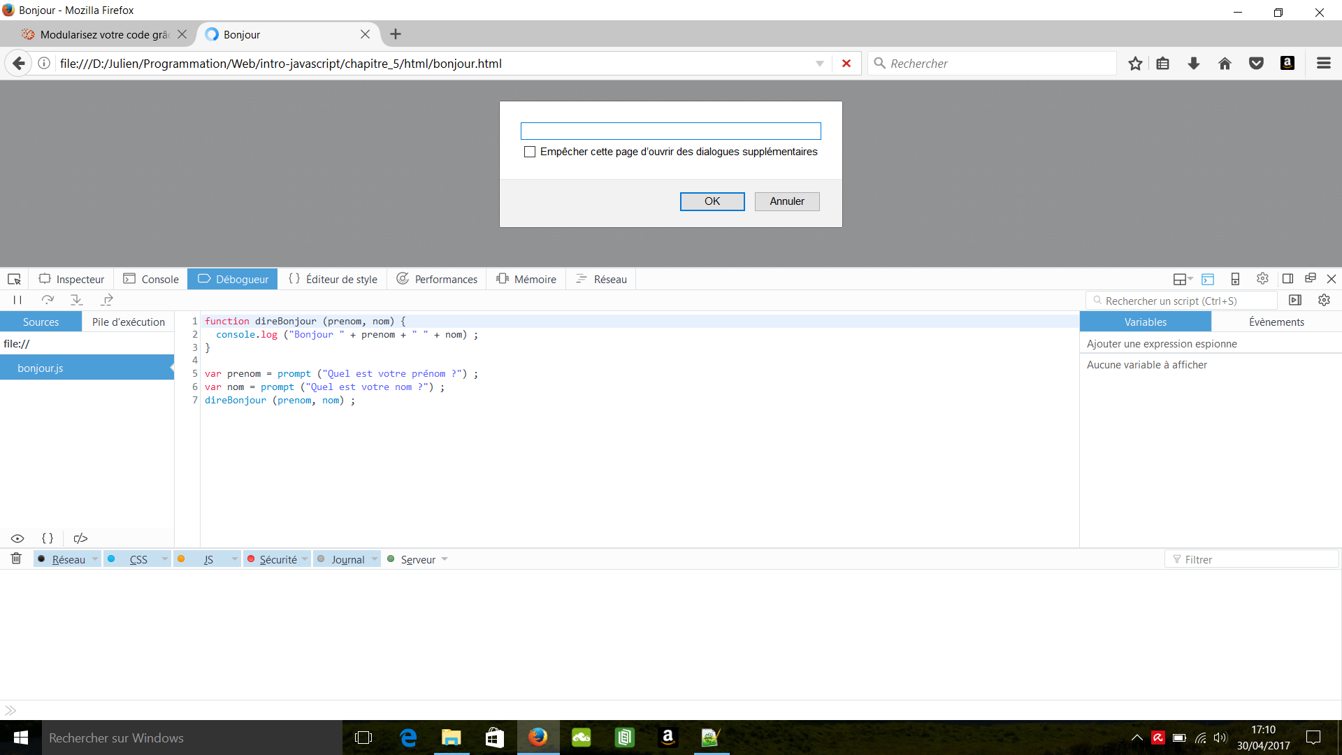 Affichage d'entrée de donnée avec JavaScript par JulienBachelet2 - page ...