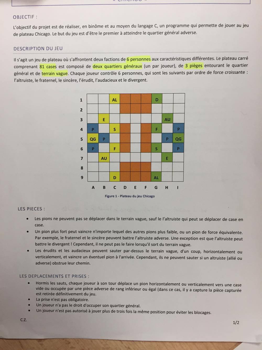 Projet Algo création jeu de Plateau par le geek du 91 - page 1 ...