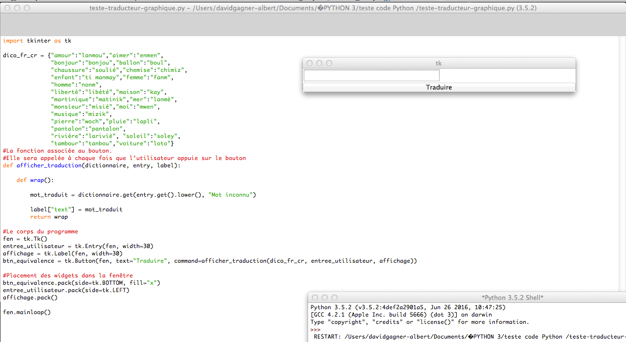 [Résolu] créer un traducteur avec Python - variable et if par ...