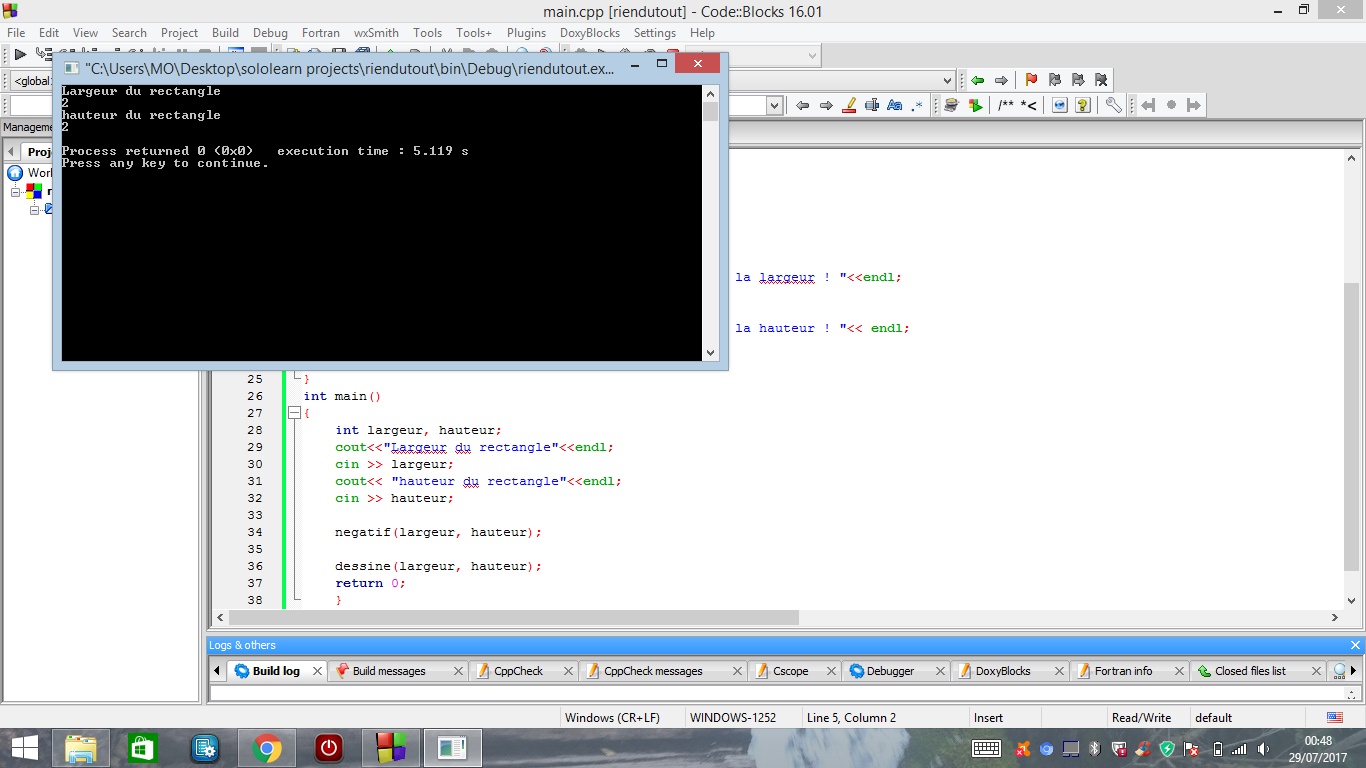 Dessiner un rectangle - Le rectangle ne se dessine pas en output par ...