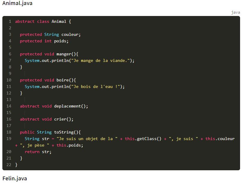 programmer en Java OCR (sdz) - Interface Animal.j - @Override ...