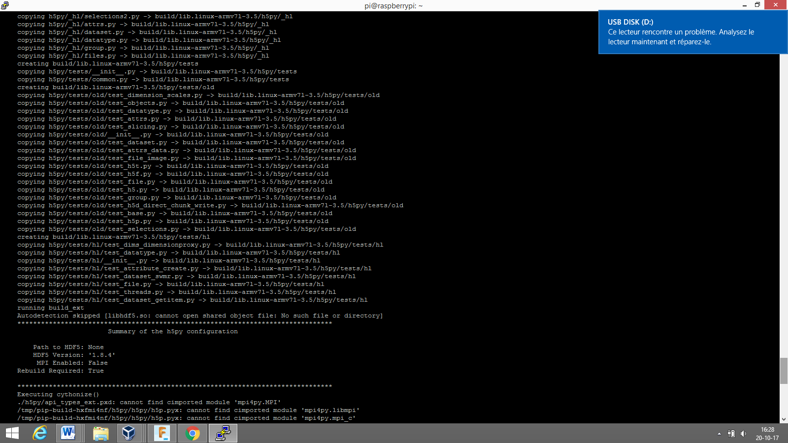Installation de h5py par CasteloWoshu - page 1 - OpenClassrooms