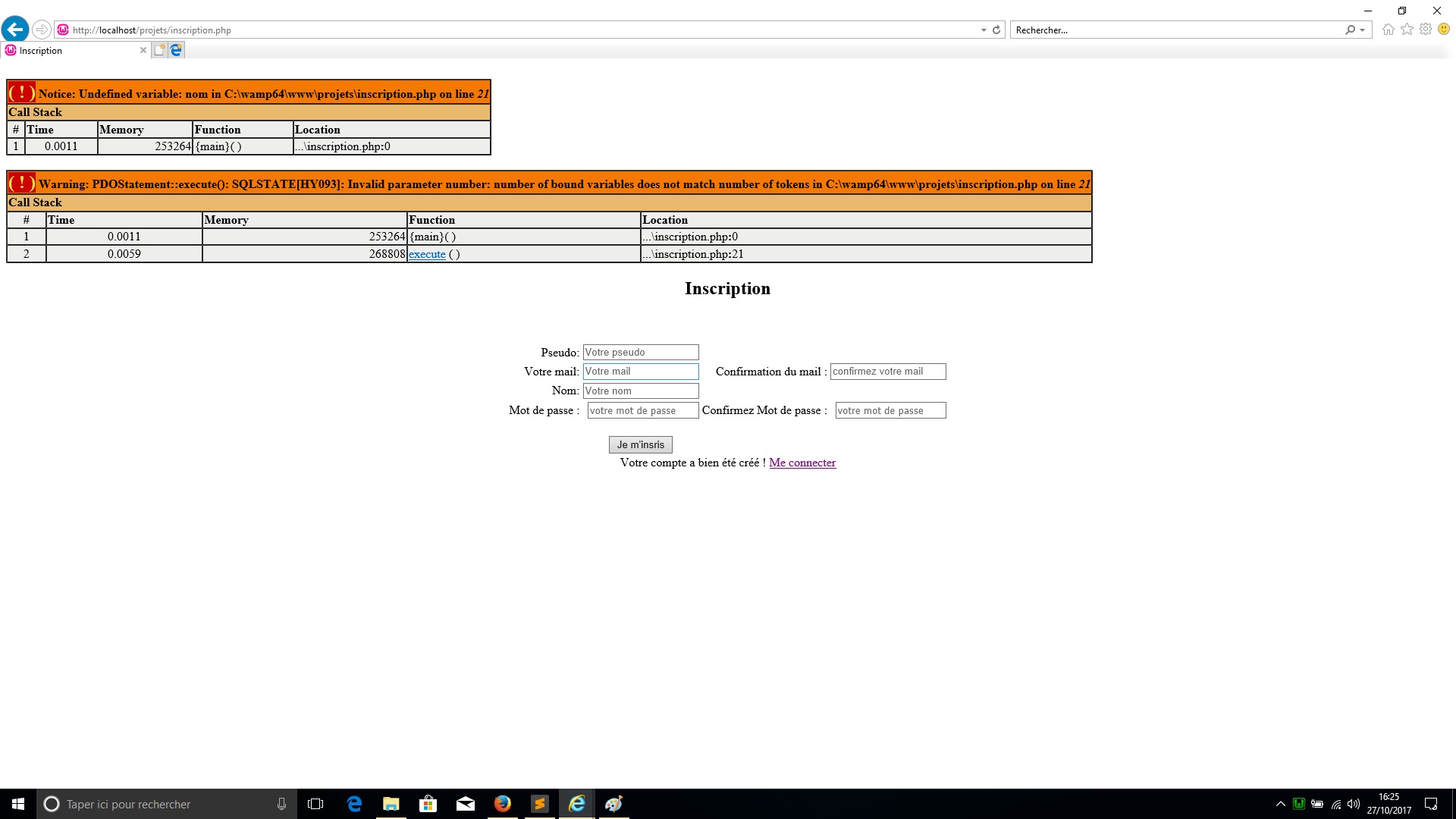 Warning: PDOStatement::execute(): SQLSTATE[HY093]: - probleme ajout de colonne nom par ...