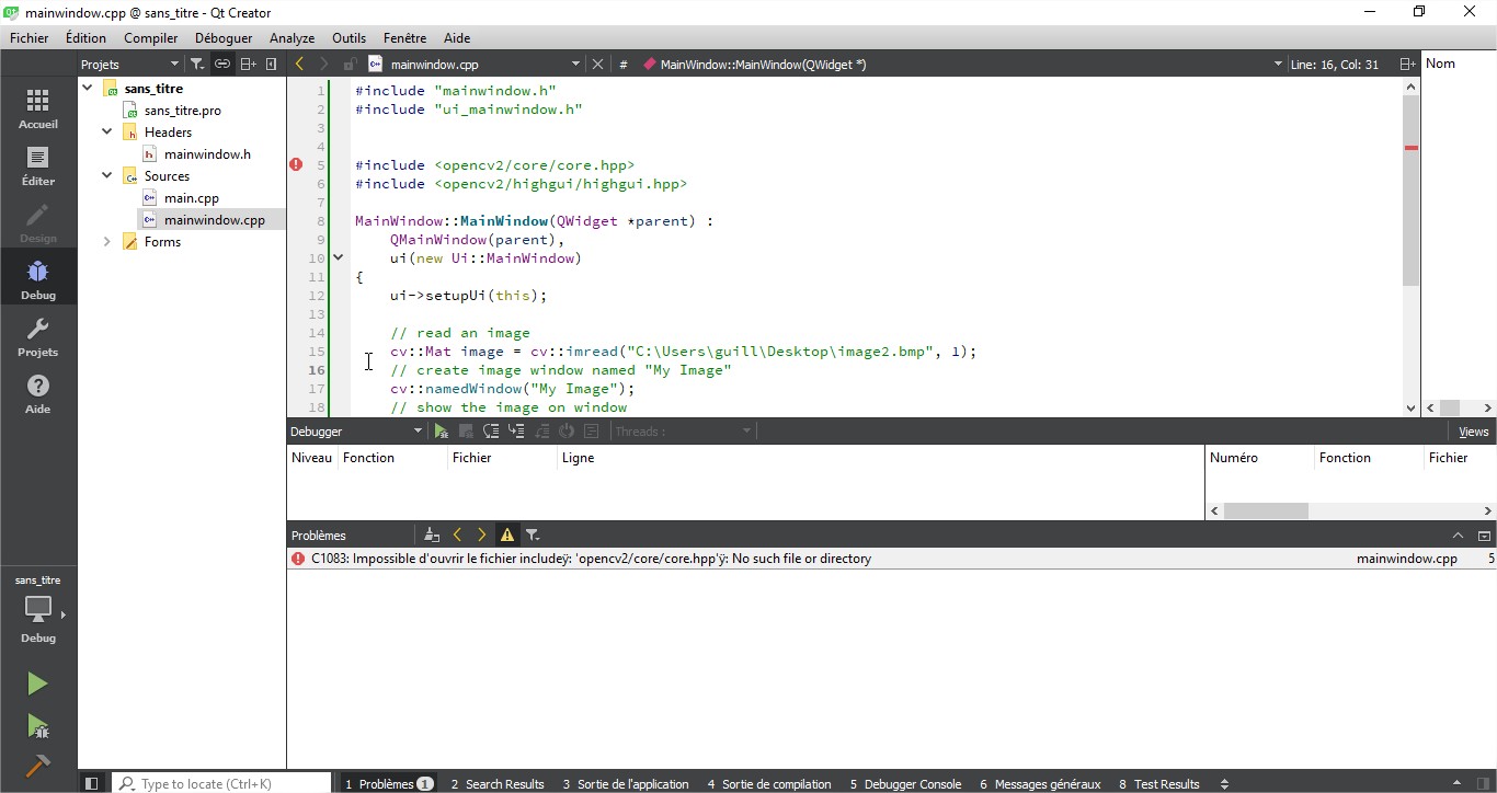 Configuration OPENCV Qt creator (windows) par Guillaumedu15 - page 1 ...