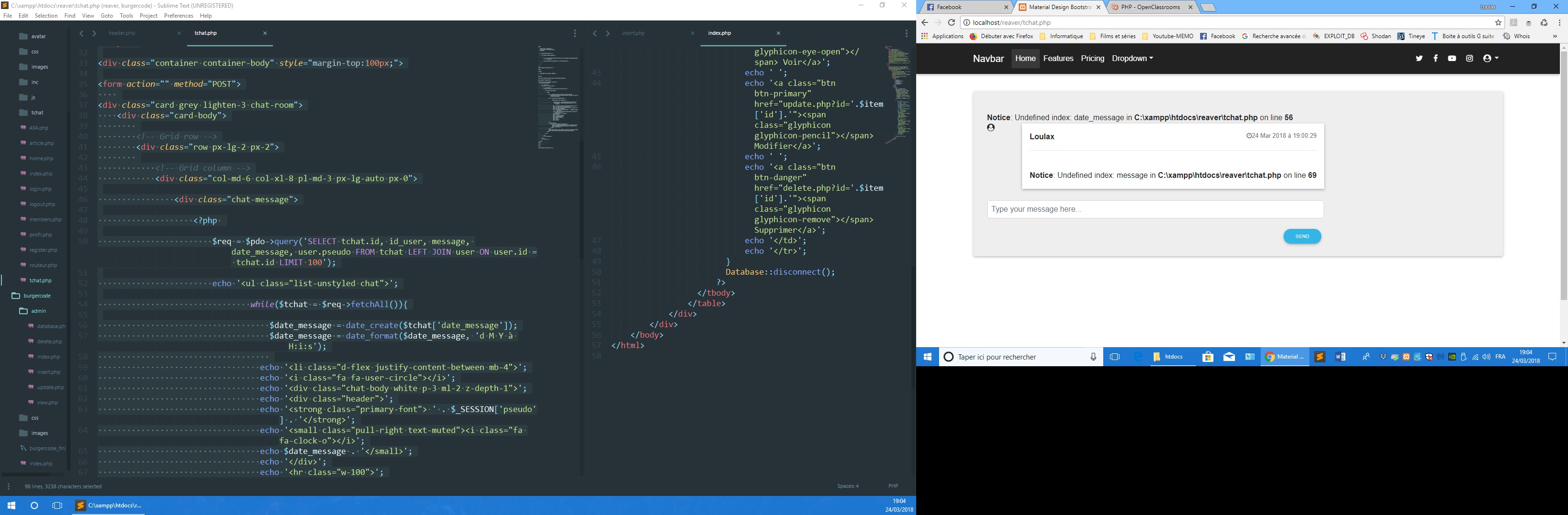 Système de tchat - page 1 - OpenClassrooms