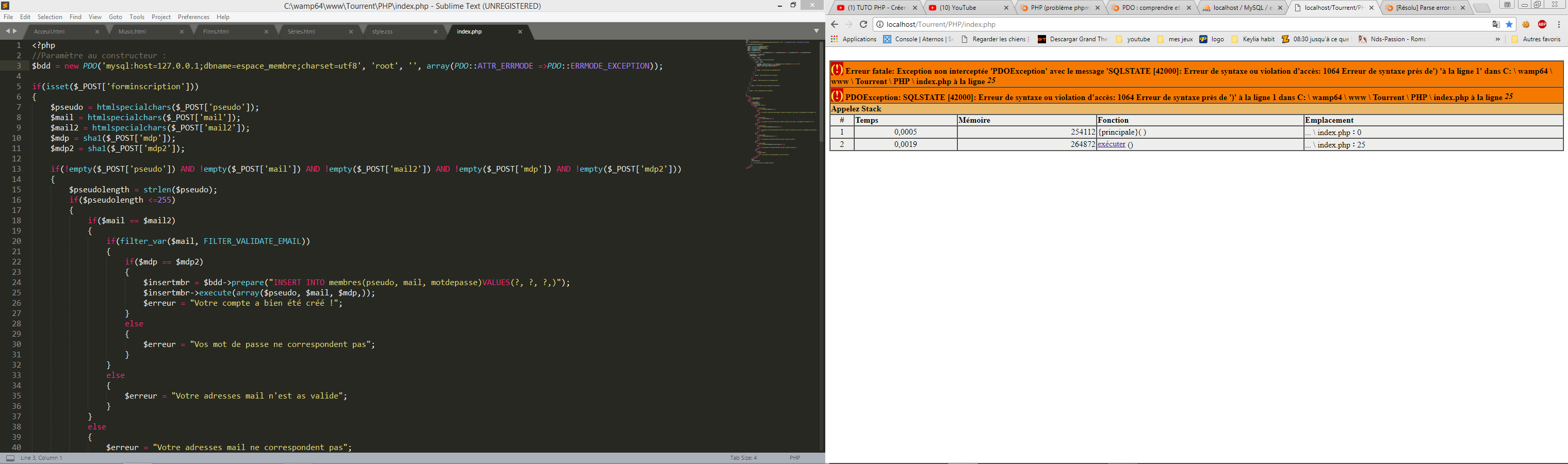 PHP (problème phpmyadmin - base de donnée) - Impossible de connecter à ...