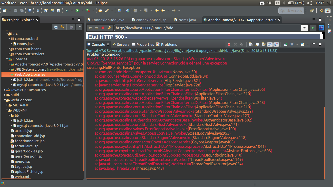 [Résolu] Cour Développez des sites web avec Java EE - Probleme ...