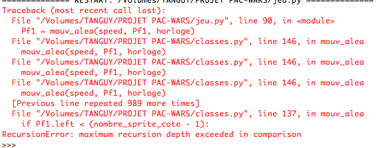 maximum recursion depth exceeded in comparison - Voulant faire un ...