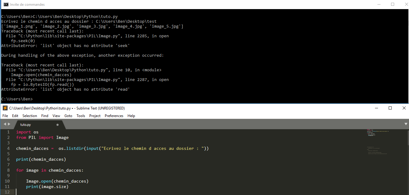 [Résolu] Problème module PIL avec liste - erreur par Bretum - page 1 ...
