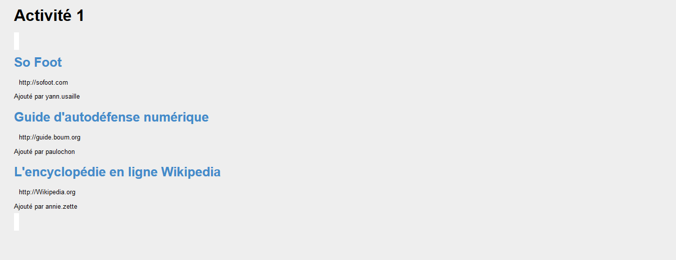 Probleme Activité:créé un site de partage de liens - chapitre : créez ...