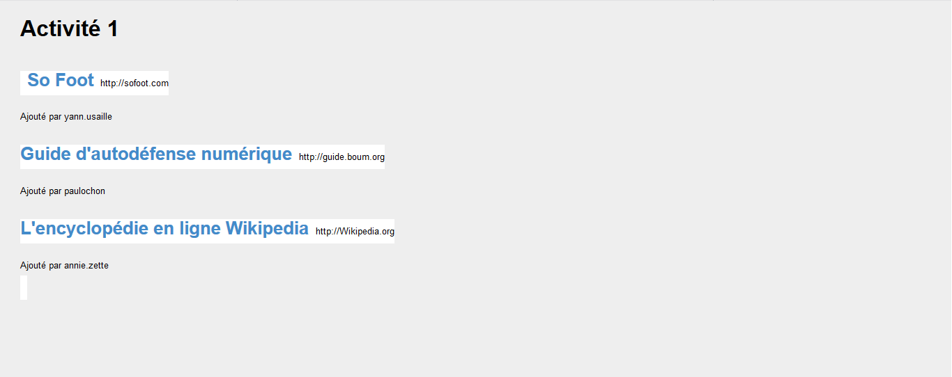 Probleme Activité:créé un site de partage de liens - chapitre : créez ...