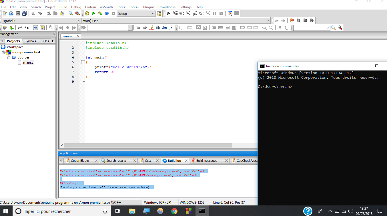 [Résolu] code::block 17.12 ne marche pas correctement par EvranCapar - page 1 - OpenClassrooms