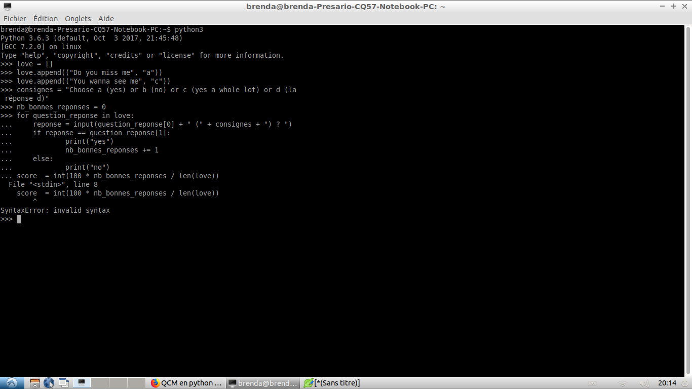 QCM en python - masquer réponses pré-définies par ArsèneLupin3 - page 1 - OpenClassrooms