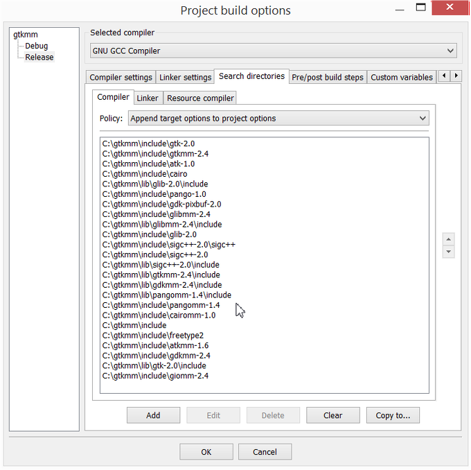 Installation de gtkmm et compilation - problèmes de compilation ...