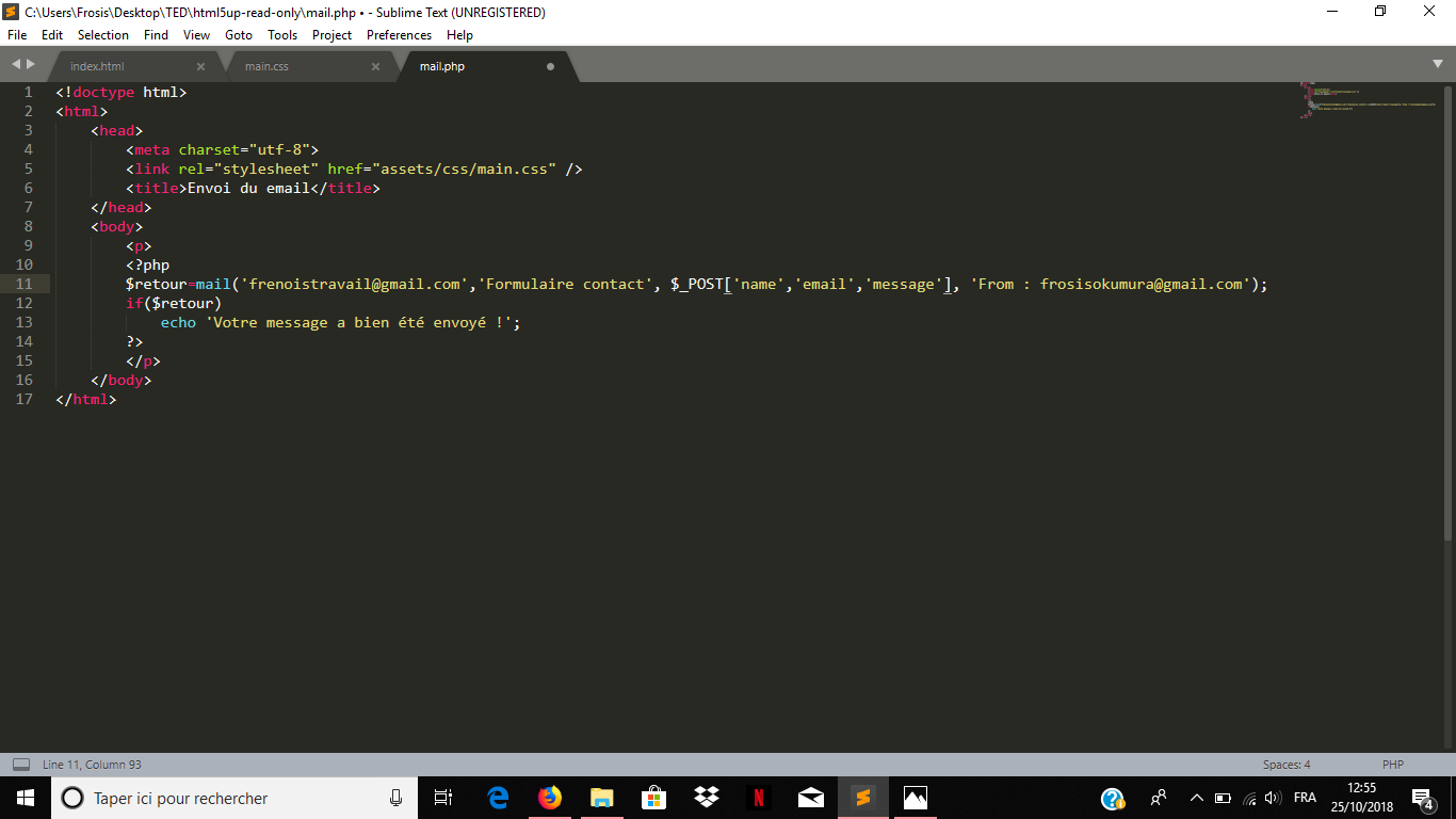 Problème pour envoyer un mail depuis un formulaire - html + php par ...