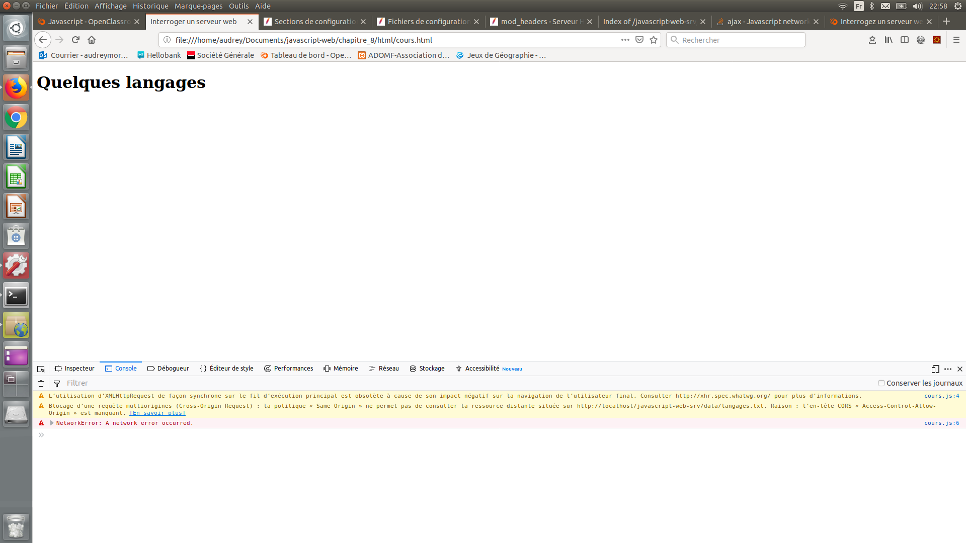 Cours Interrogez un serveur web javascript - Problème récupération des ...