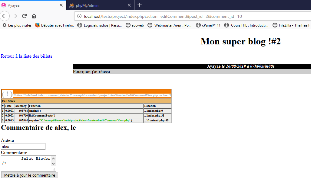 Adoptez Une Architecture Mvc En Php Tp Modifier Les Commentaires Par