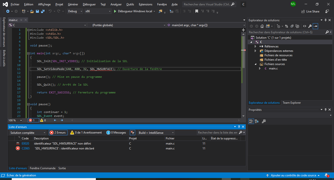 Problème sur les débuts de la SDL - SDL_SetVideoMode par EnderRayquaza - page 1 - OpenClassrooms