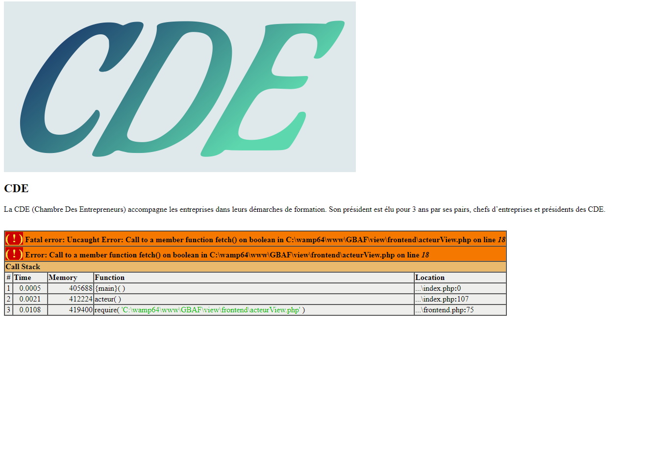 Résolu Php Fatal Error Liée à Un Fetch Call To A Member Function Fetch On Boolean Par