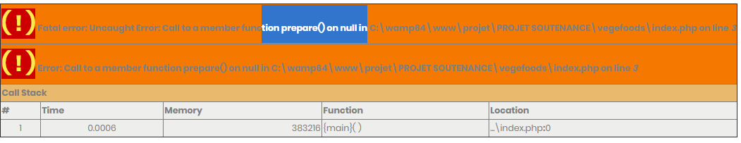[résolu] Uncaught Error Call To A Member Function Prepare Erreur D