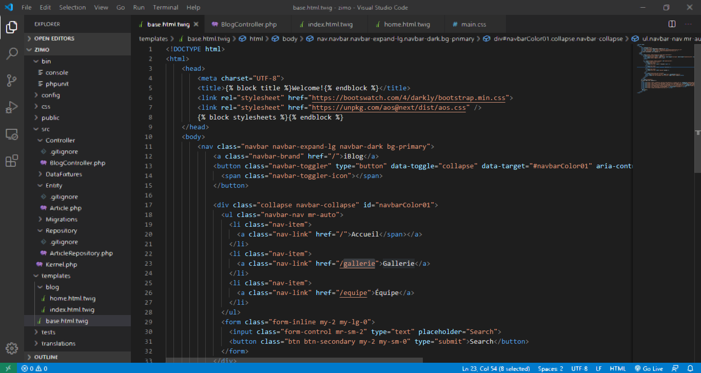 Symfony Mon Théme Bootstrap Nest Pas Responsive Bootstrap Par Zimoikn Page 1 Openclassrooms