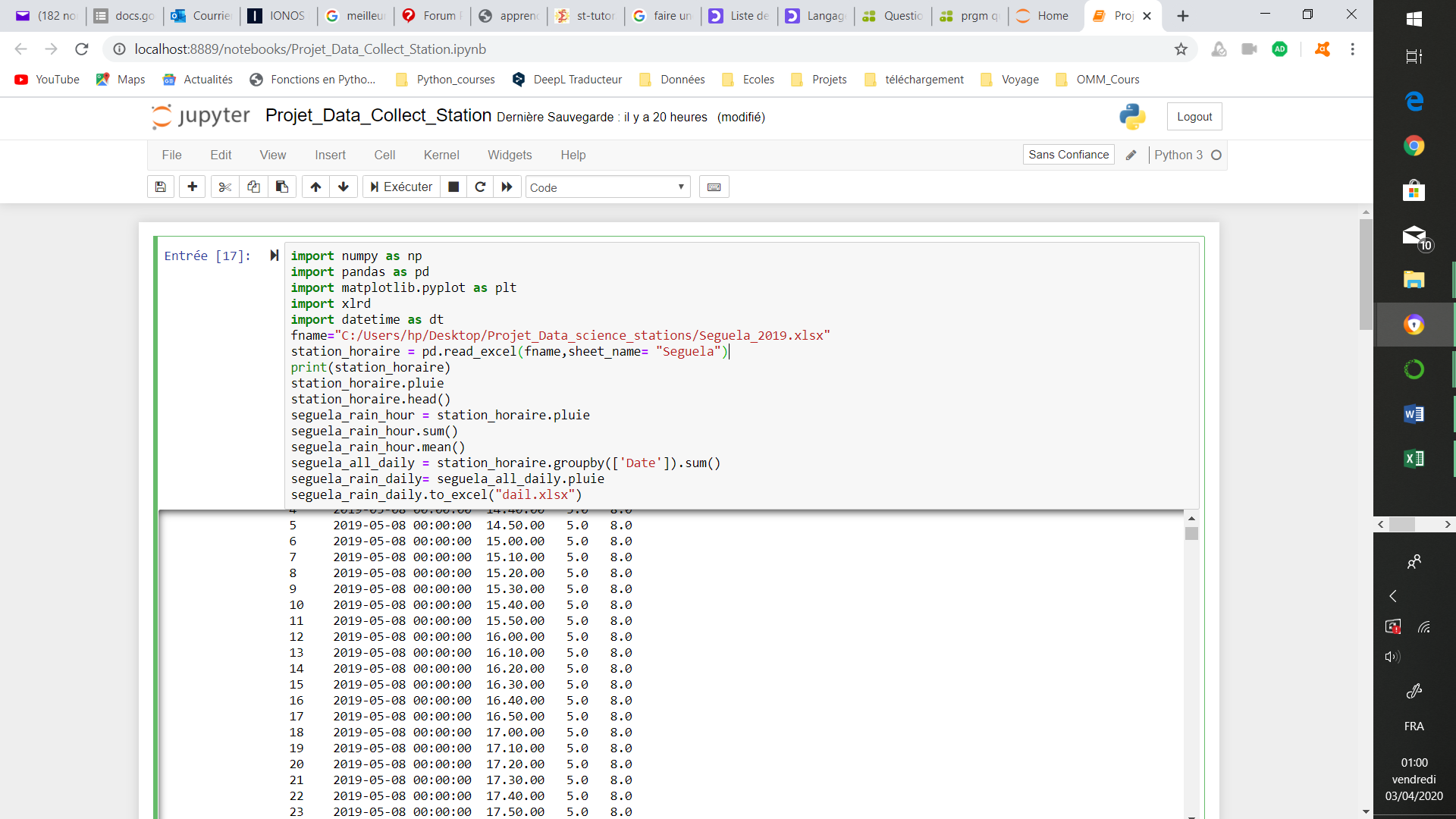 Manipulation Données avec Python 3 - Faire la somme d'une série de ...