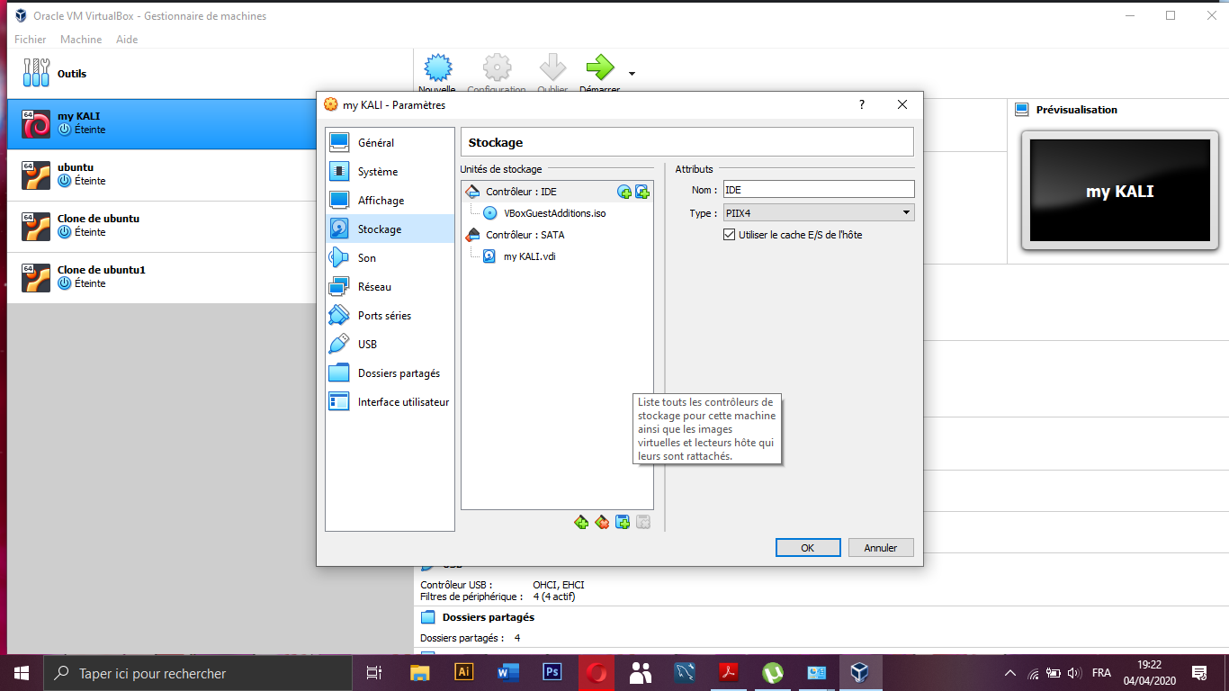 [Accés par pont sur VIRTUALBOX] - Aucun adapter de réseau pointé ...