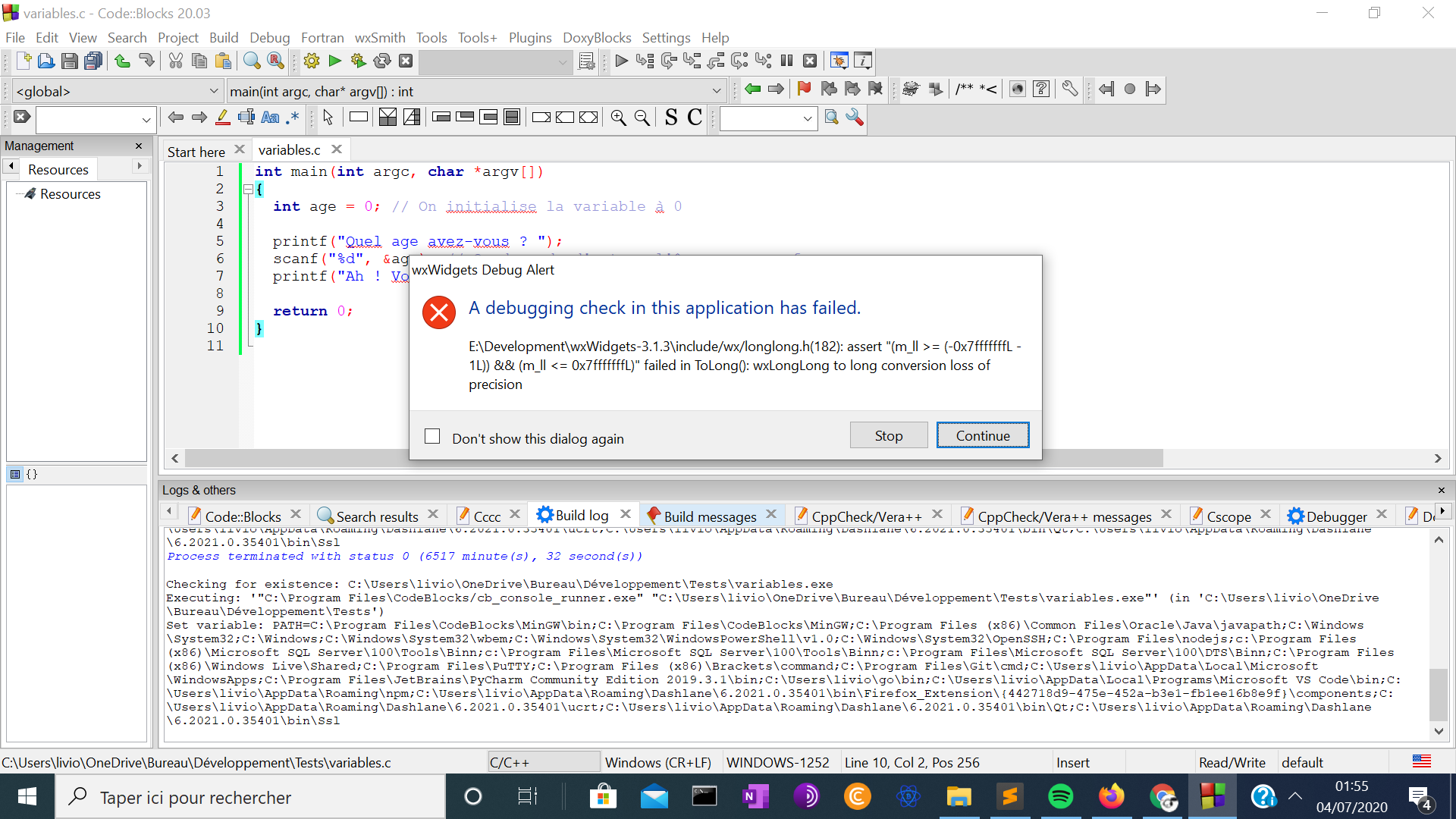 Bug compilateur par Kolerik - page 1 - OpenClassrooms