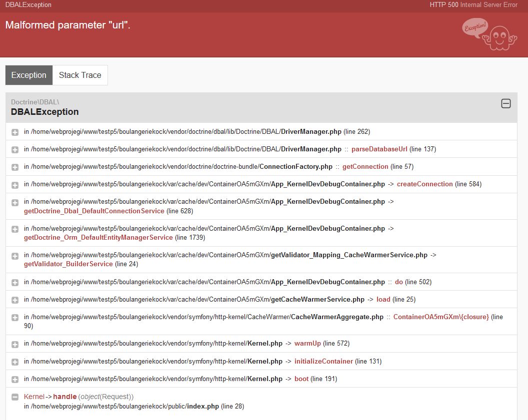 [Résolu] Déployer un projet symfony avec ovh - Erreur "Malformed parameter "url" par jakoLO ...